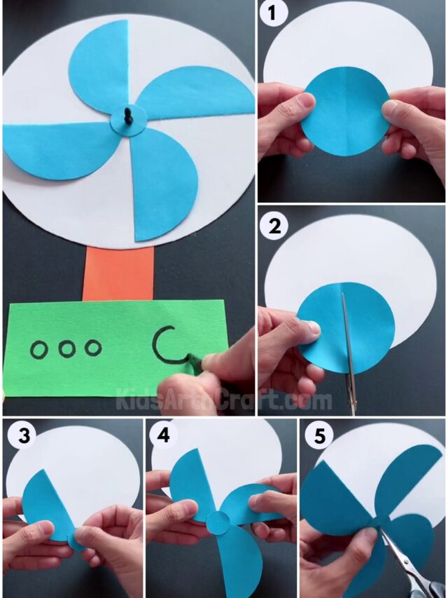 Summer Paper Fan Step by Step Tutorial for Kids - Kids Art & Craft