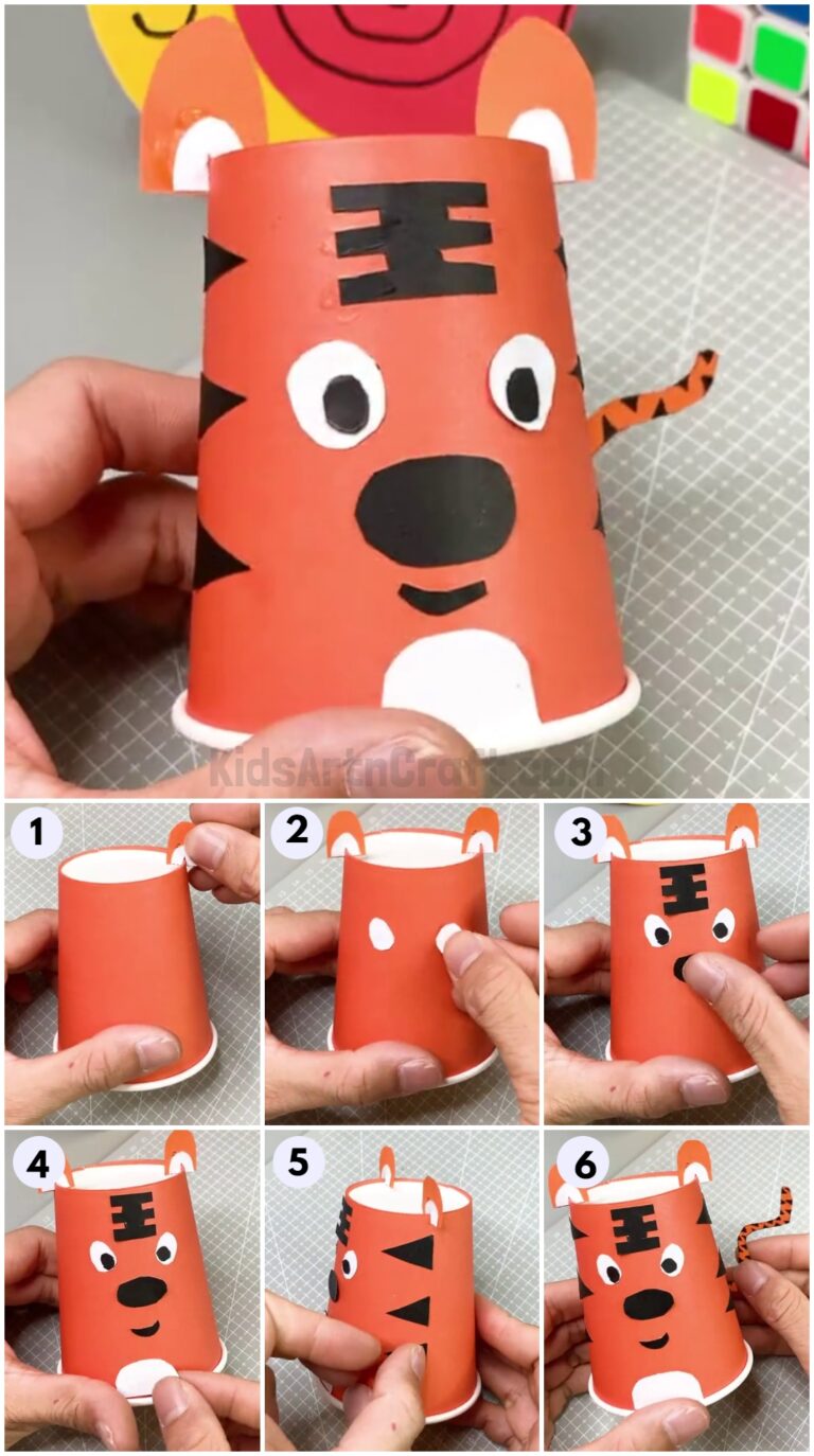 Cute Tiger Paper Cup Craft for Kids - Kids Art & Craft