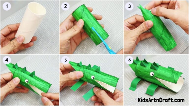 DIY Alligator Animal craft From Toilet Paper Rolls - Kids Art & Craft