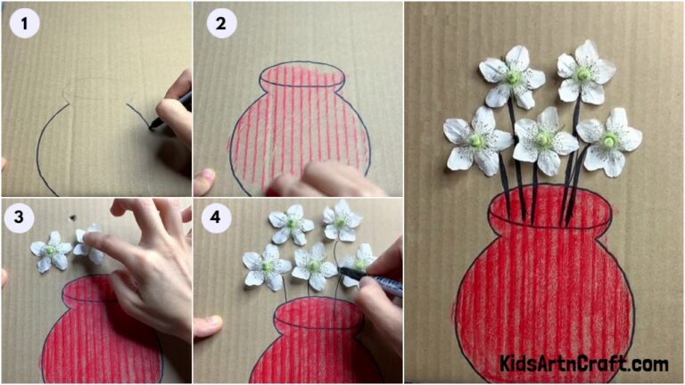 DIY Beautiful Flower Art & Craft Idea On Cardboard With Step by Step ...