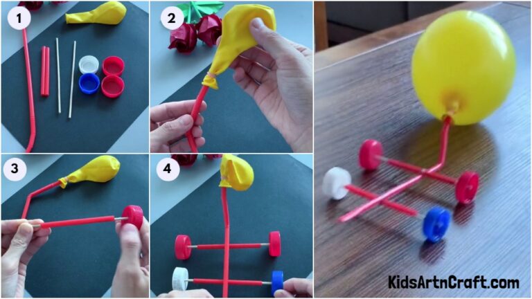 DIY Car With Balloon and Straw Easy Tutorial - Kids Art & Craft