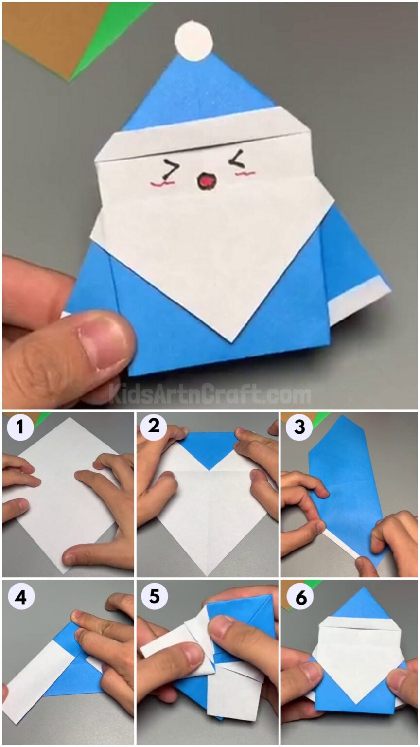 DIY Christmas Paper Santa Craft For Kids - Kids Art & Craft