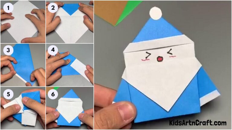 DIY Christmas Paper Santa Craft For Kids - Kids Art & Craft