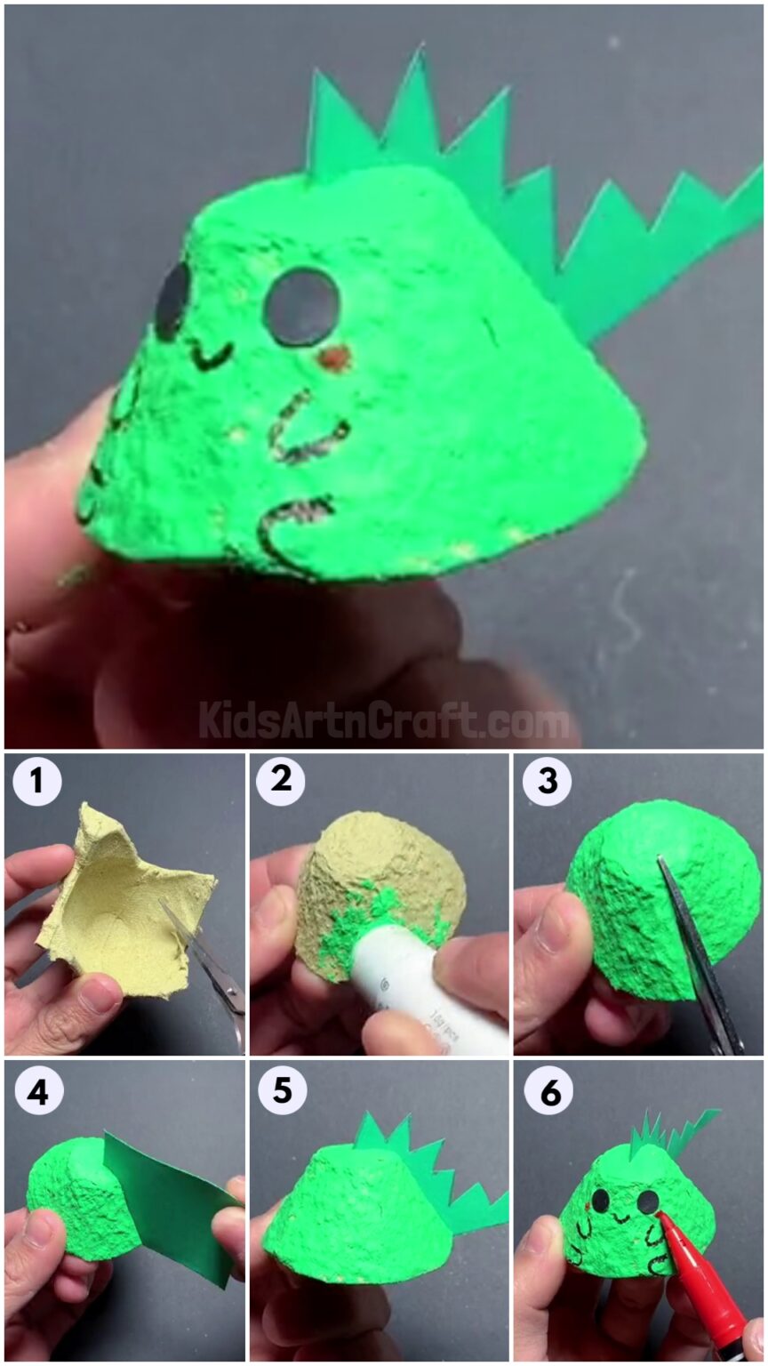 DIY Easy Egg Carton Dinosaurs Craft for Kids - Kids Art & Craft