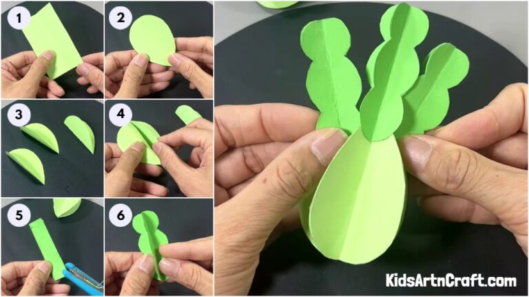DIY Easy Paper Cactus Craft Tutorial for kids - Kids Art & Craft