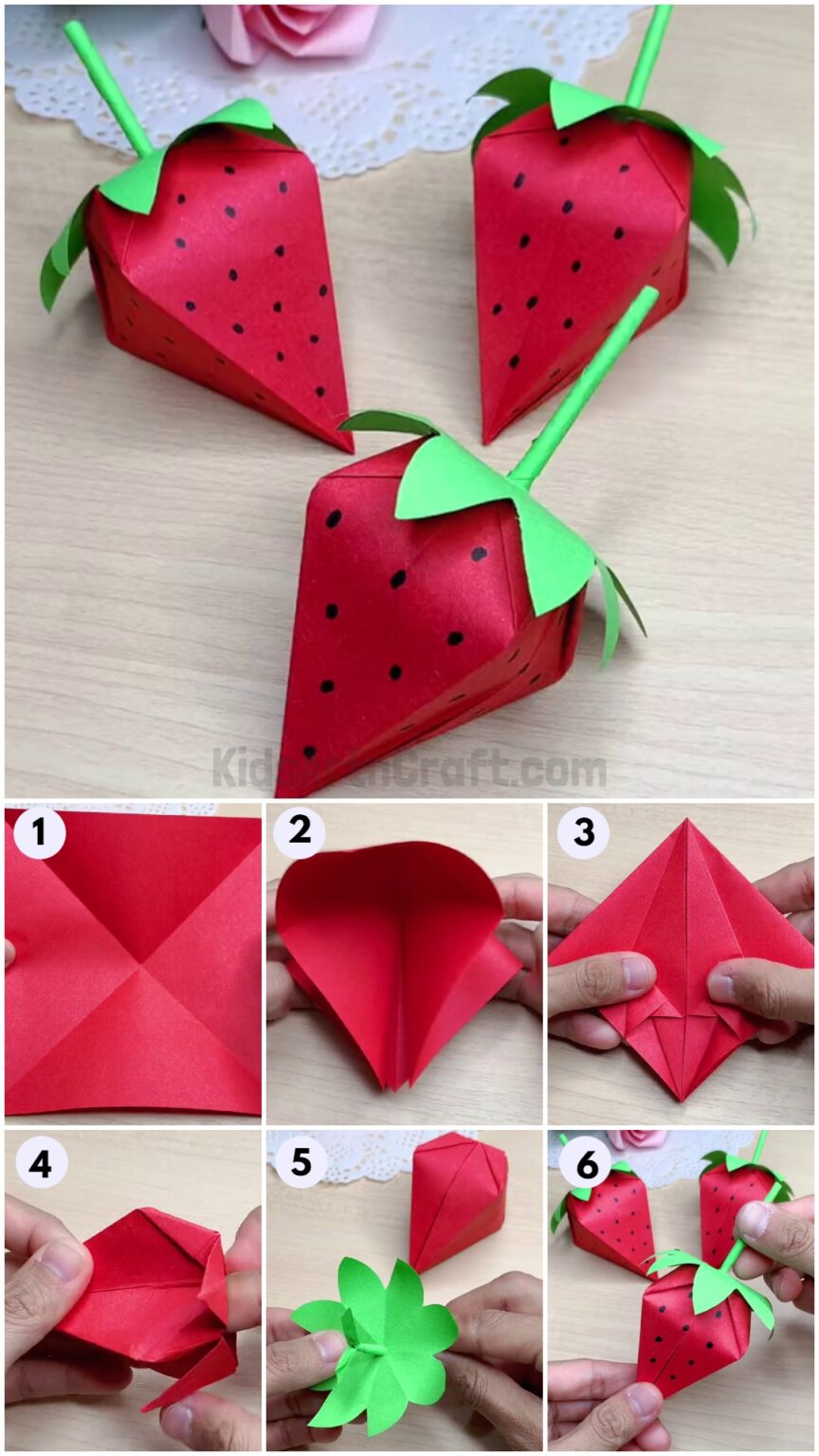 DIY Easy Paper Strawberry Craft Tutorial - Kids Art & Craft
