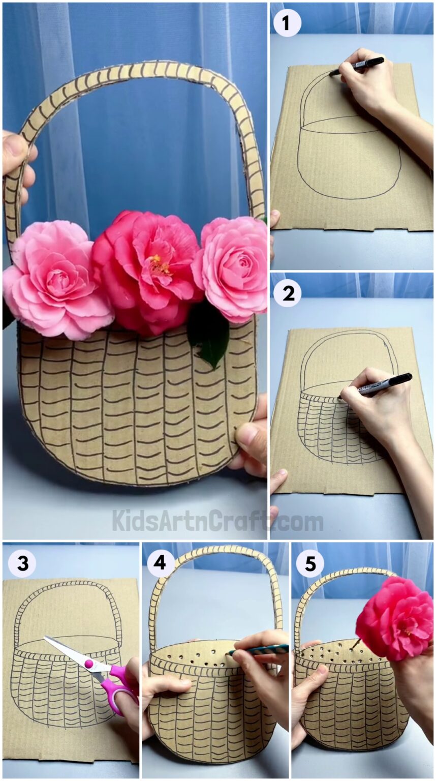 DIY Flower Basket Step by Step Tutorials for Kids - Kids Art & Craft