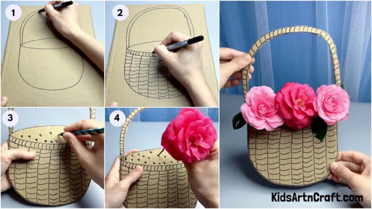DIY Flower Basket Step by Step Tutorials for Kids - Kids Art & Craft