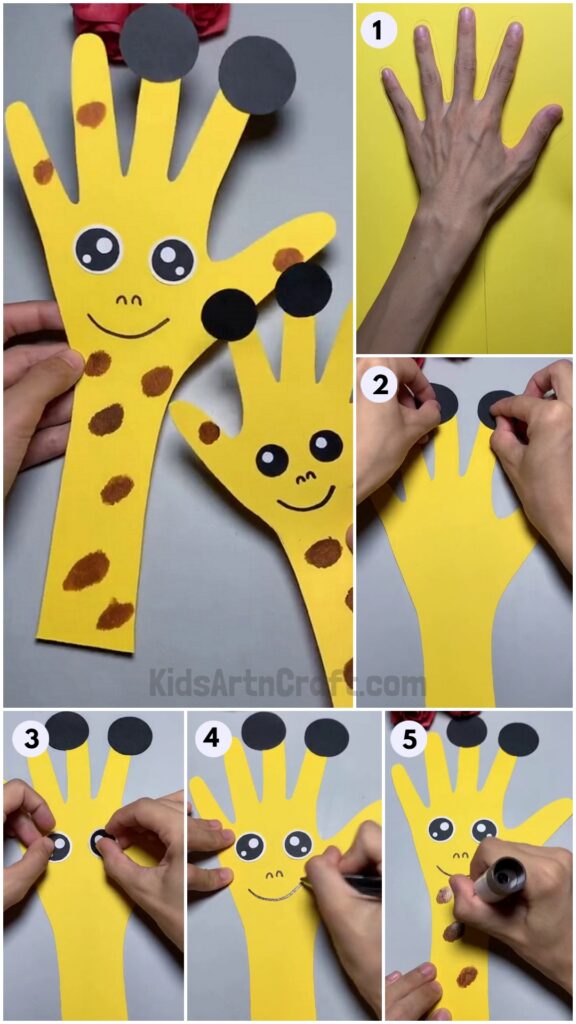 DIY Giraffe Handprint Craft Tutorial For Kids - Kids Art & Craft