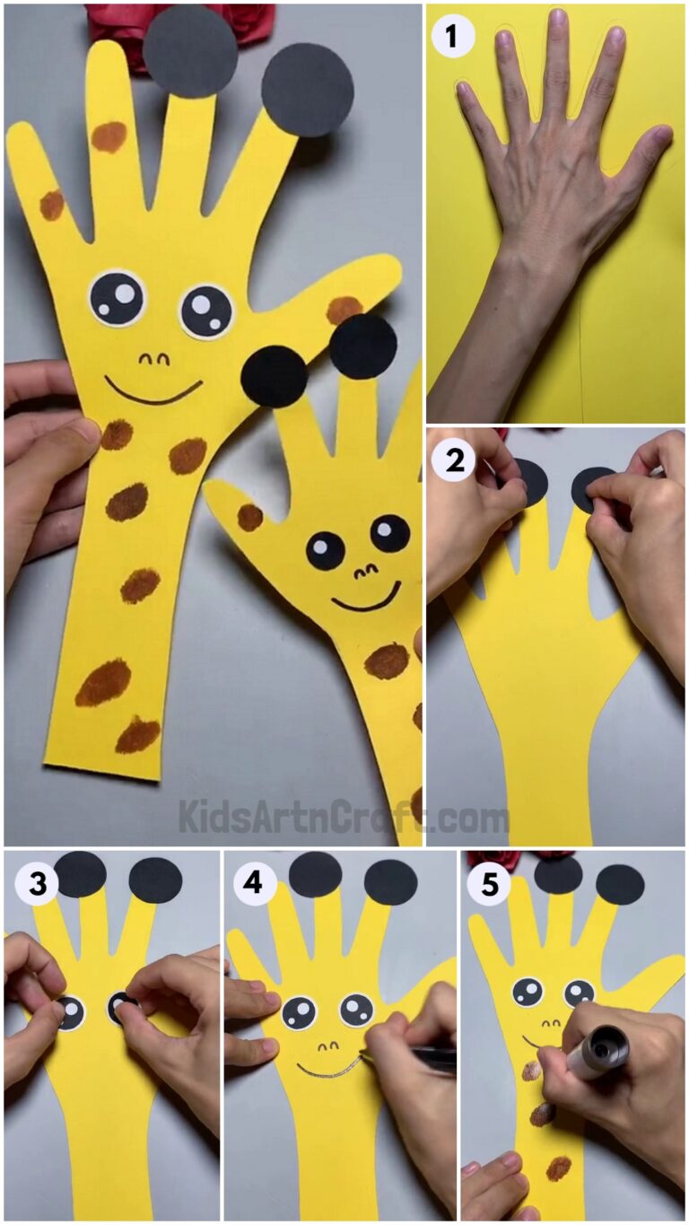 DIY Giraffe Handprint Craft Tutorial For Kids - Kids Art & Craft