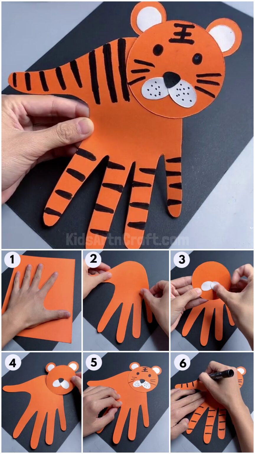 DIY Handprint Tiger Easy Craft For Kids - Kids Art & Craft