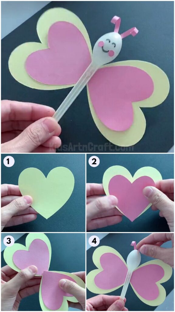DIY Heart Shape Butterfly Tutorial For Kids - Kids Art & Craft