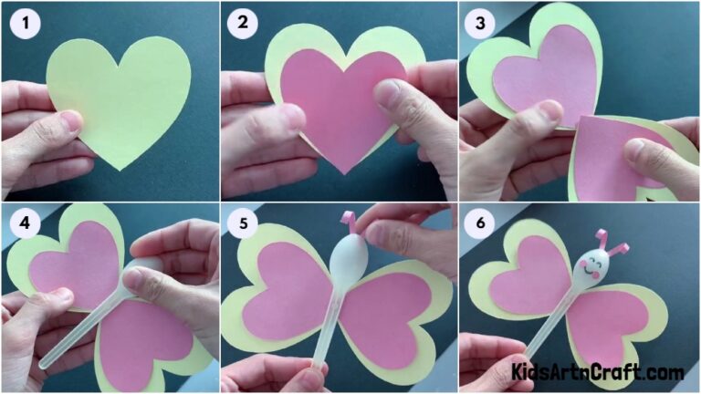 DIY Heart Shape Butterfly Tutorial For Kids - Kids Art & Craft