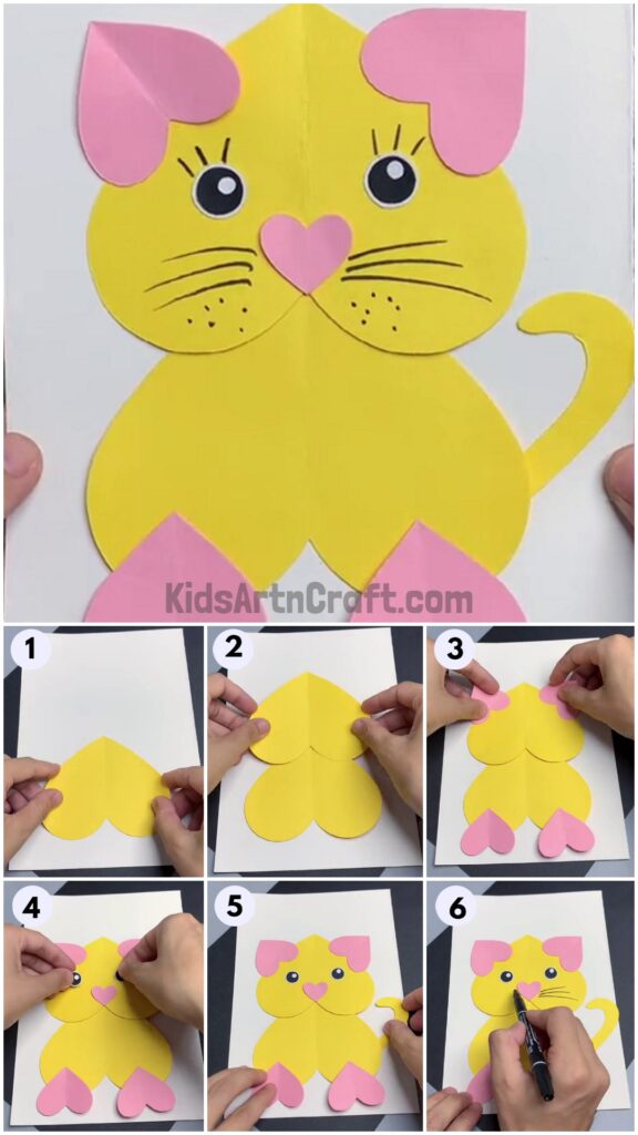 DIY Heart Shape Cat Craft for Valentine's Day - Kids Art & Craft