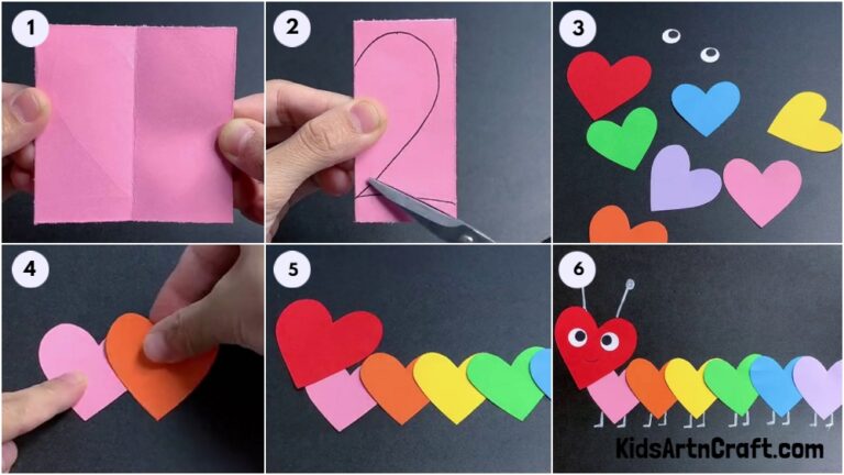 DIY Heart-Shaped Caterpillar Craft For Kids - Kids Art & Craft