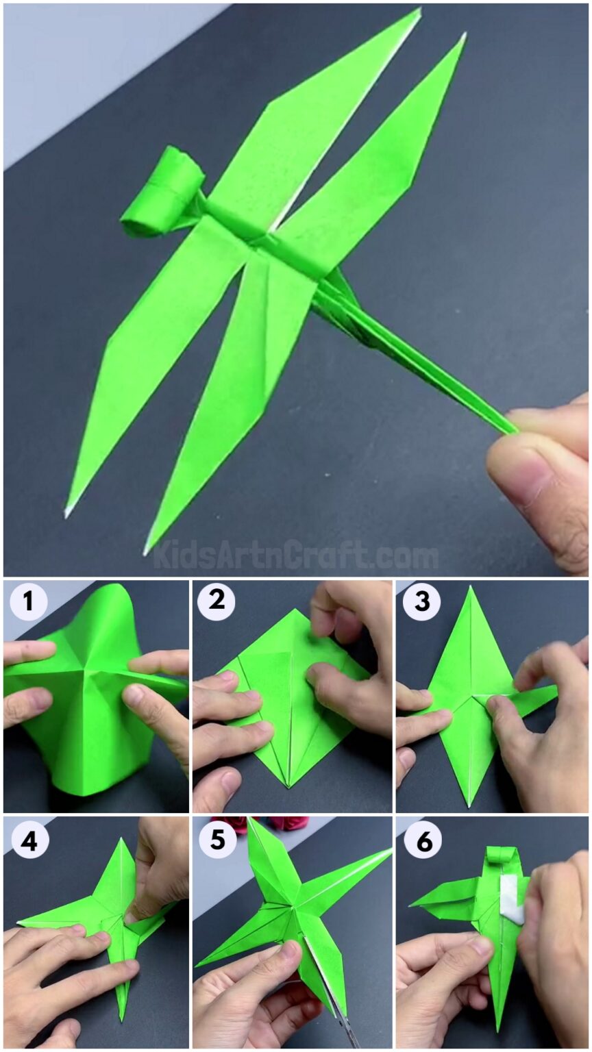 DIY Origami Dragonfly Easy Tutorial for kids - Kids Art & Craft