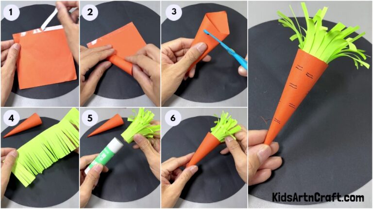 DIY Paper Carrot Step by Step Tutorial For Kids - Kids Art & Craft