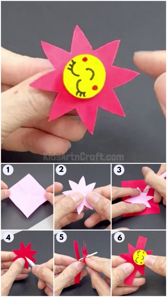 DIY Paper Flower Ring Craft tutorial for kids - Kids Art & Craft