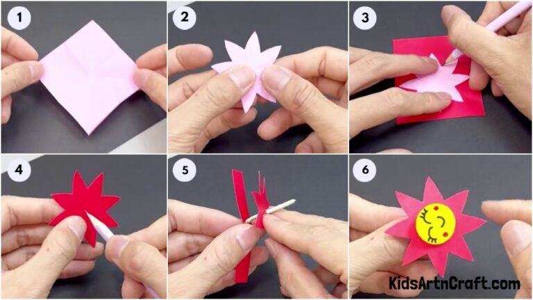 DIY Paper Flower Ring Craft tutorial for kids - Kids Art & Craft