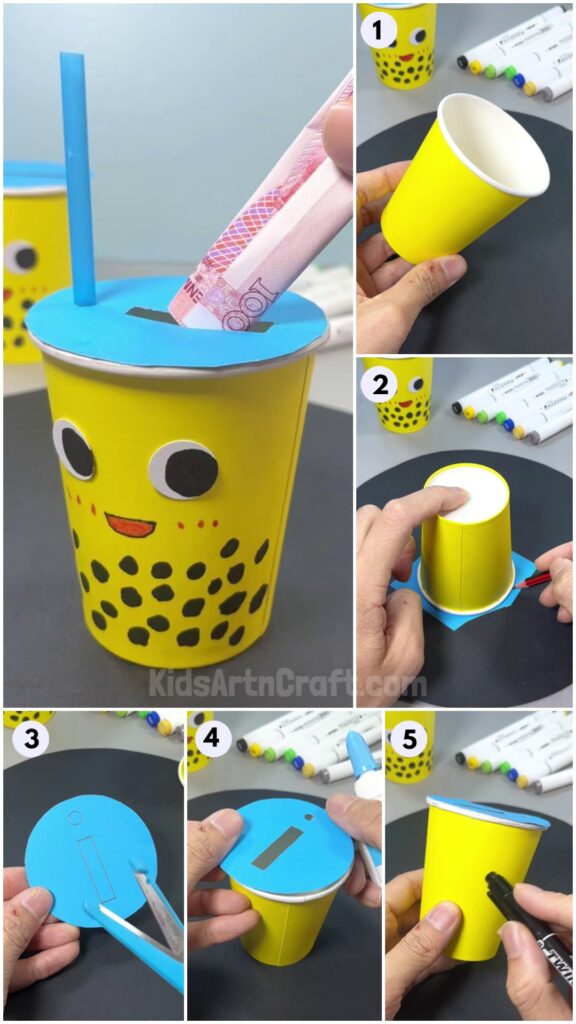 Paper Mug With Straw Craft Easy Tutorial - Kids Art & Craft