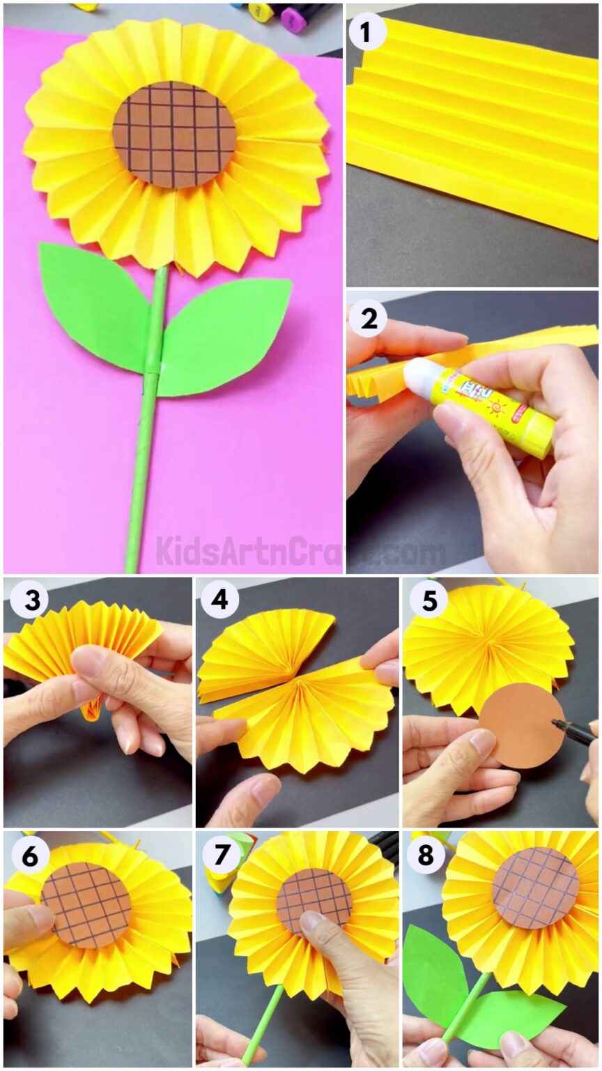 DIY Paper Sunflower Art and Craft tutorial for kids - Kids Art & Craft