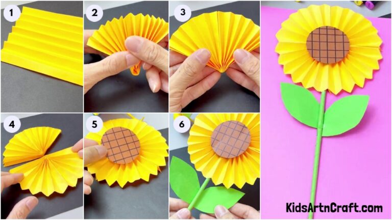 DIY Paper Sunflower Art and Craft tutorial for kids - Kids Art & Craft