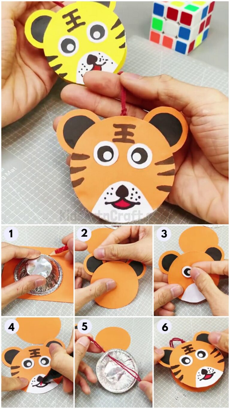DIY paper Tiger wall hanging easy craft - Kids Art & Craft