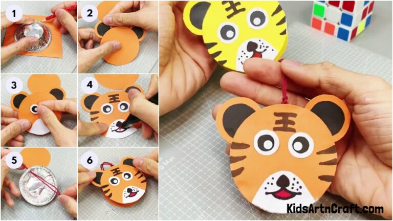 DIY paper Tiger wall hanging easy craft - Kids Art & Craft