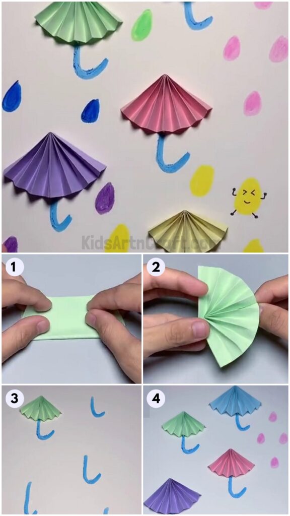 DIY Paper Umbrella Craft Easy Tutorial - Kids Art & Craft