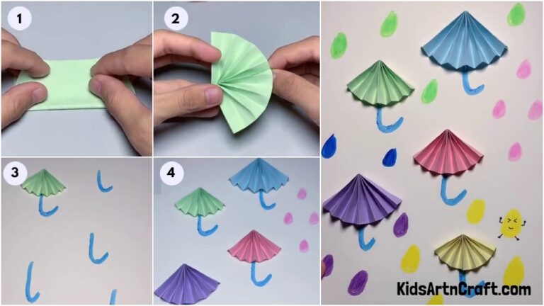DIY Paper Umbrella Craft Easy Tutorial - Kids Art & Craft