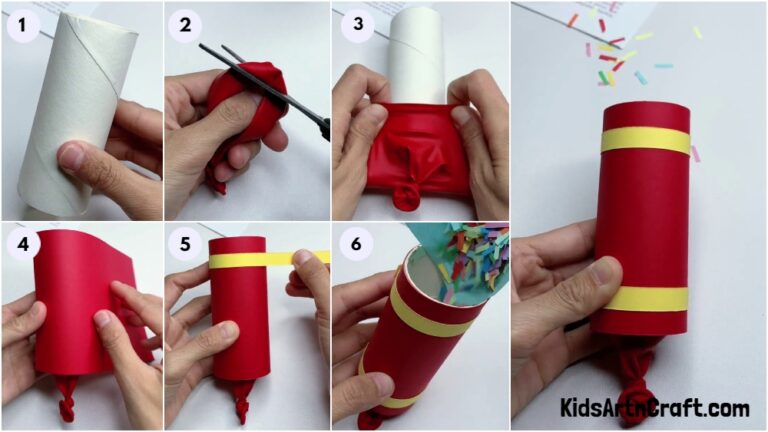 DIY Party Popper Step by Step Tutorial For Kids - Kids Art & Craft
