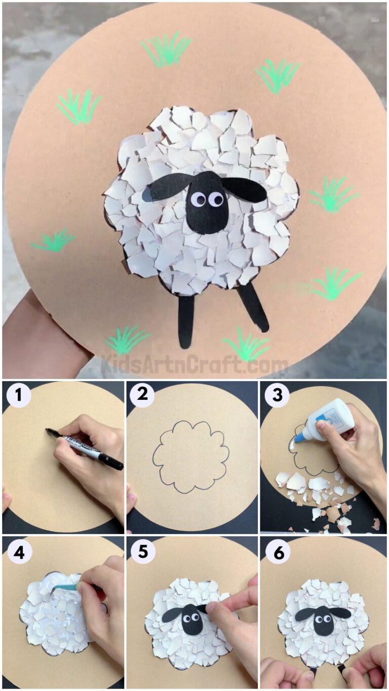 DIY Sheep Craft With Eggshell Tutorial for Kids - Kids Art & Craft