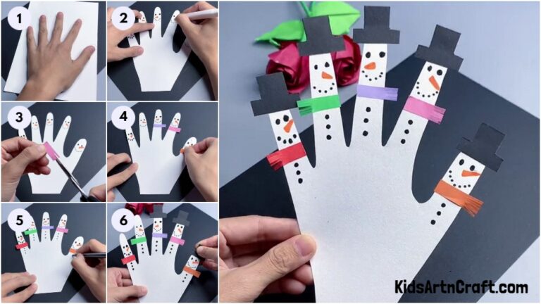 DIY Step by Step Finger Puppet Snowman Craft for Kids - Kids Art & Craft