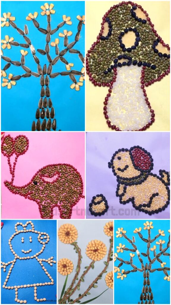 Simple Art & Craft Ideas Using Cereals and Pulses for Kids - Kids Art ...