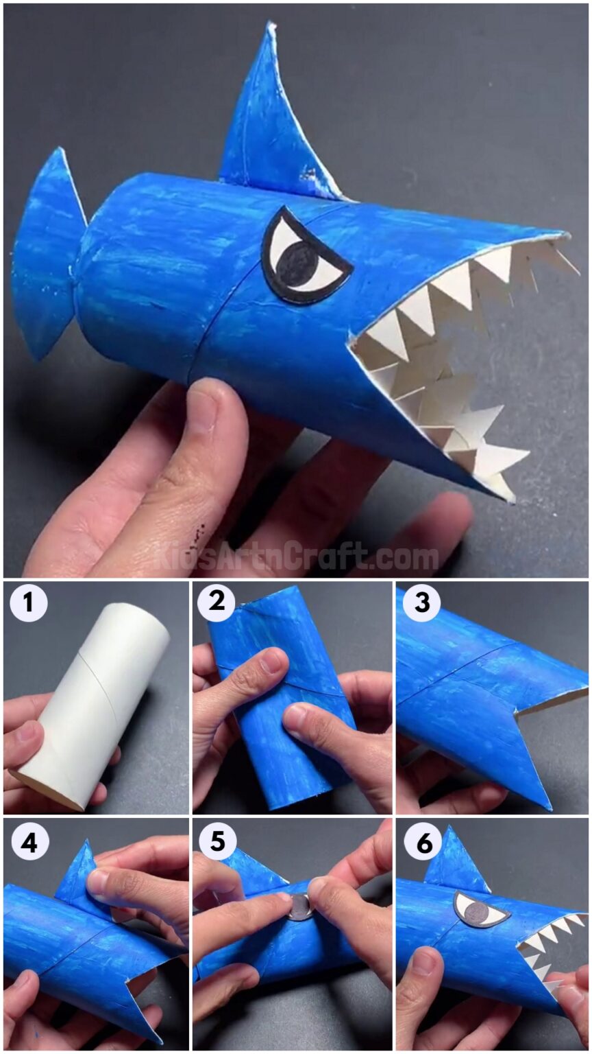 Easy Cardboard Tube Shark Craft for Kids - Kids Art & Craft