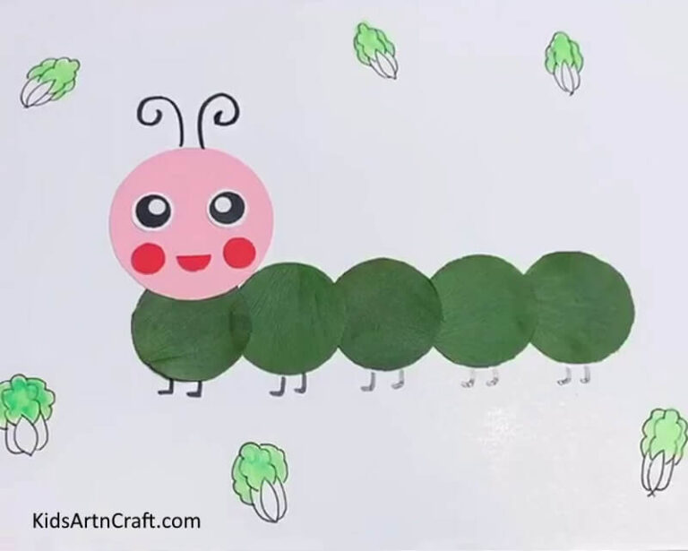 Easy Caterpillar Craft With Fresh Leaves - Kids Art & Craft