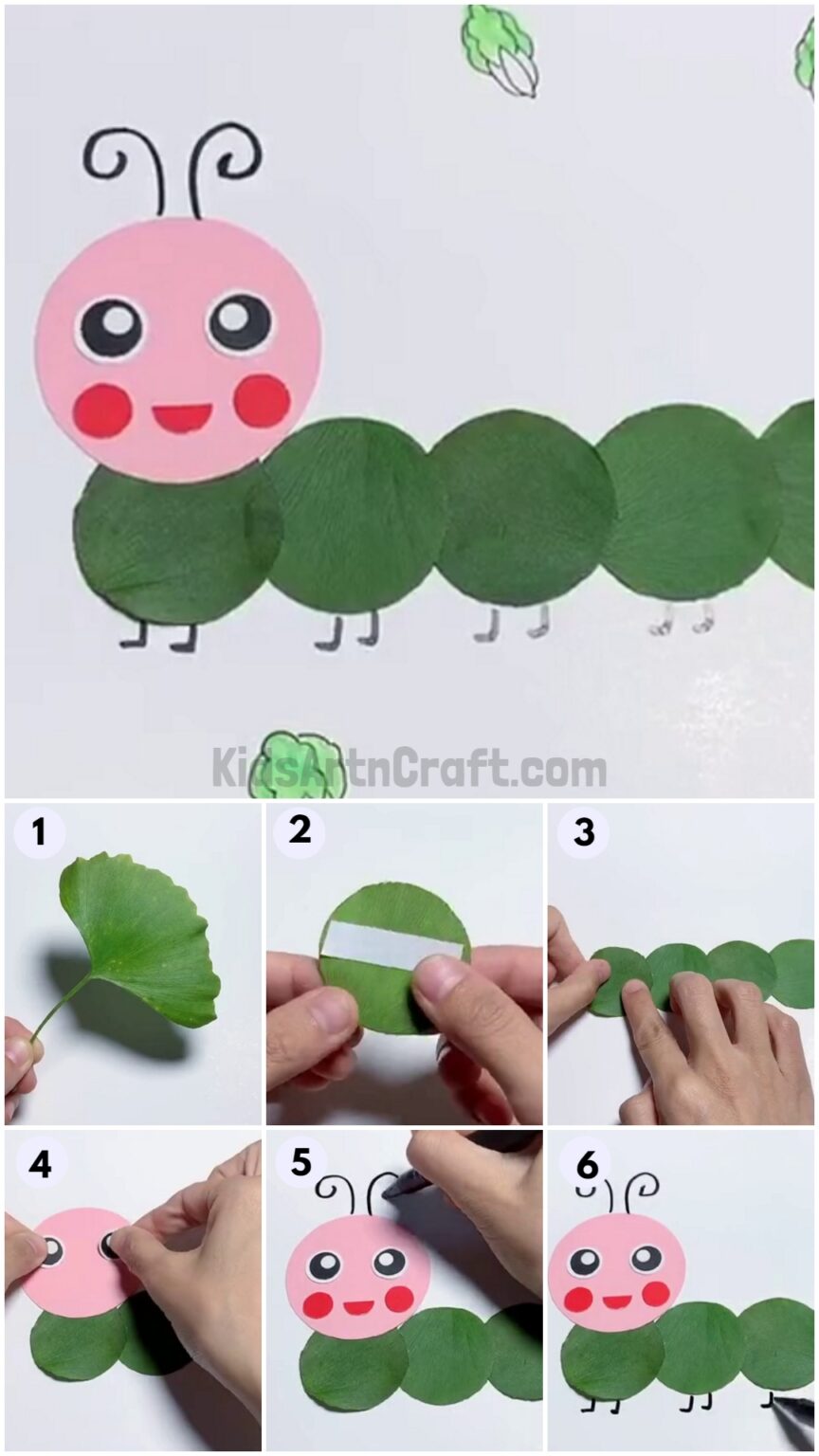 Easy Caterpillar Craft With Fresh Leaves - Kids Art & Craft