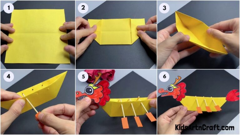 Easy Dragon Boat Craft Step by Step Tutorials For Kids - Kids Art & Craft