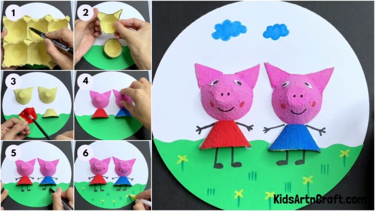 Easy Egg Carton Pigs Step by Step Tutorial For Kids - Kids Art & Craft