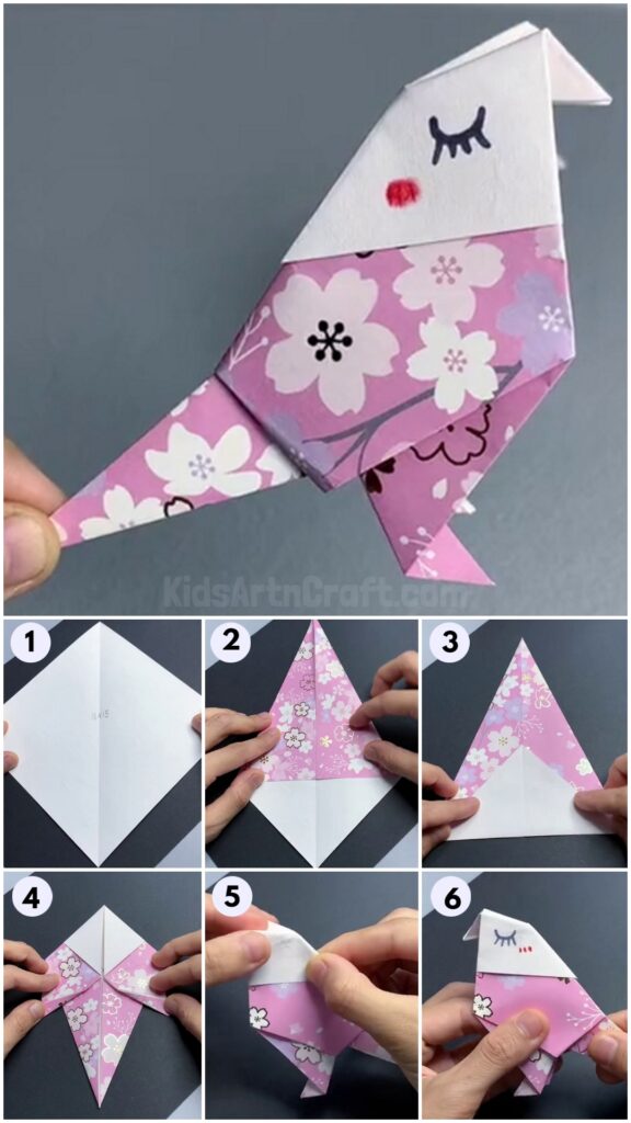 Easy Paper Bird Step by Step Tutorial For Kids - Kids Art & Craft