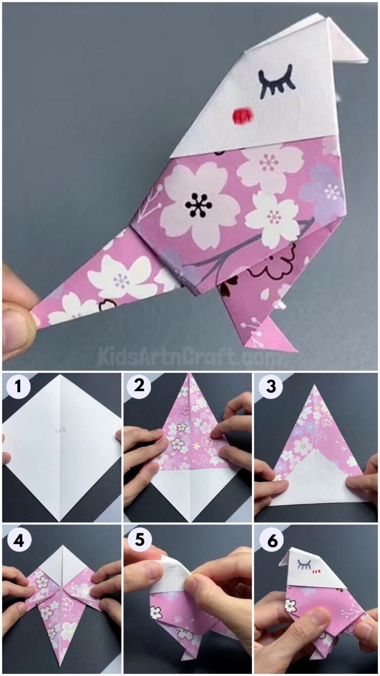 Easy Paper Bird Step by Step Tutorial For Kids - Kids Art & Craft