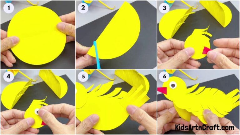 Easy Paper Bird Toy Craft To Play For Kids - Kids Art & Craft