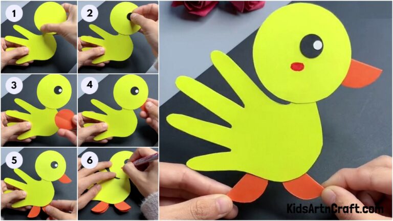 Easy Paper Handprint Duck Craft Tutorial For Kids - Kids Art & Craft