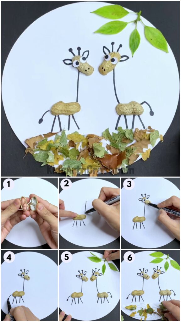 Easy Peanut Shells Giraffe Art and Craft For Kids - Kids Art & Craft