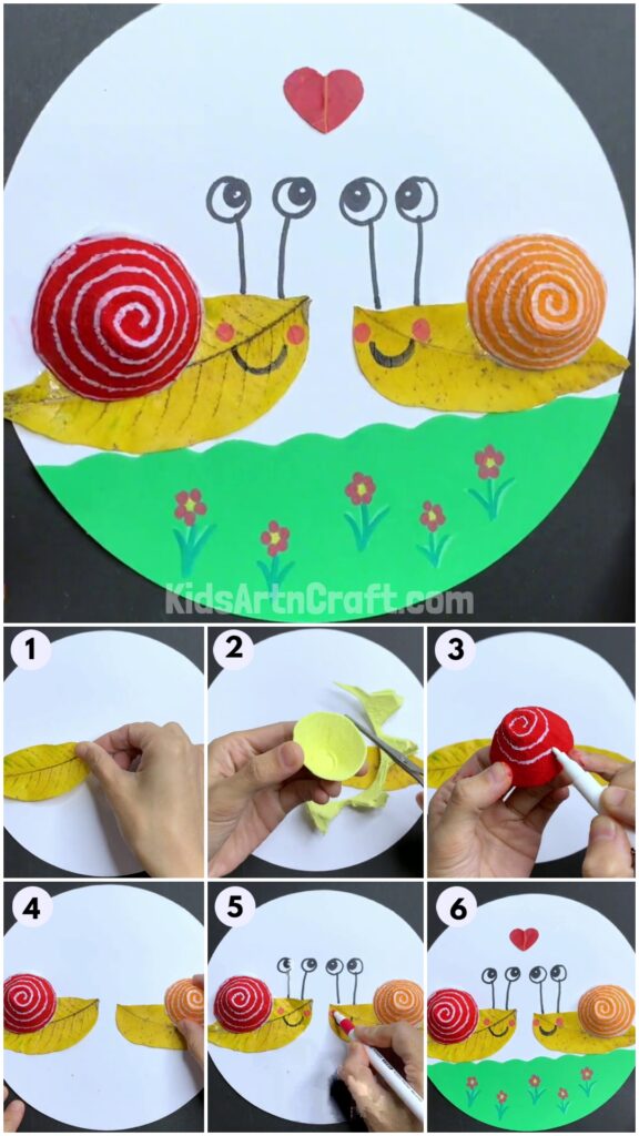 Easy Snail Craft using Egg Carton and Leaf - Step by Step Tutorial ...