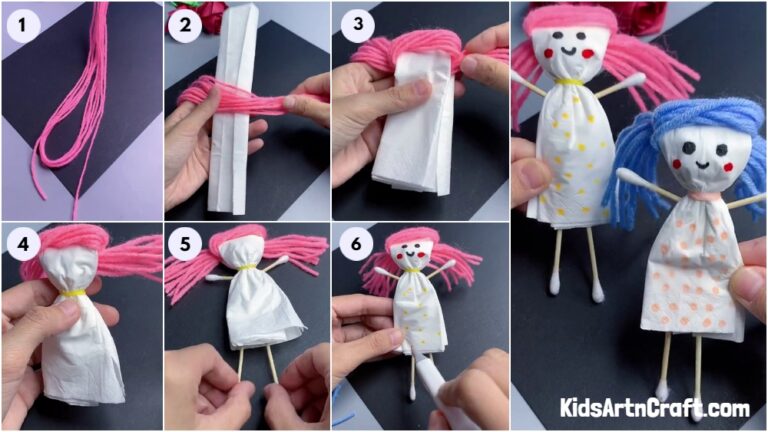 Easy to Make Doll with Yarn and Tissue Paper - Kids Art & Craft
