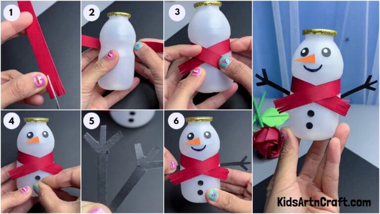 Easy to Make Snowman by Bottle Craft Tutorial - Kids Art & Craft