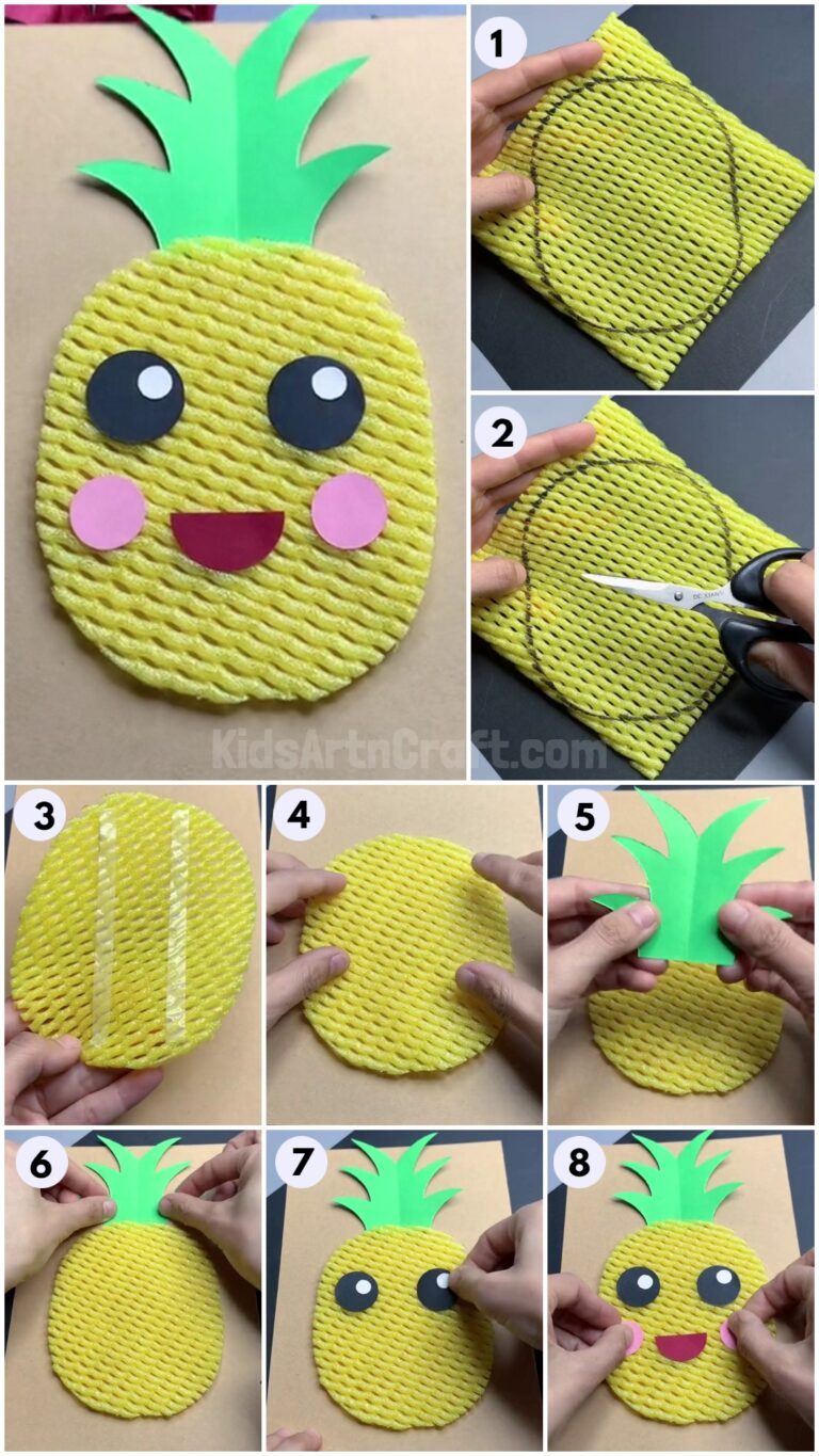 Fruit Foam Net Pineapple Craft Idea for Kids - Kids Art & Craft