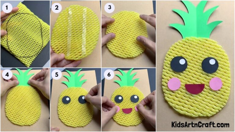 Fruit Foam Net Pineapple Craft Idea for Kids - Kids Art & Craft