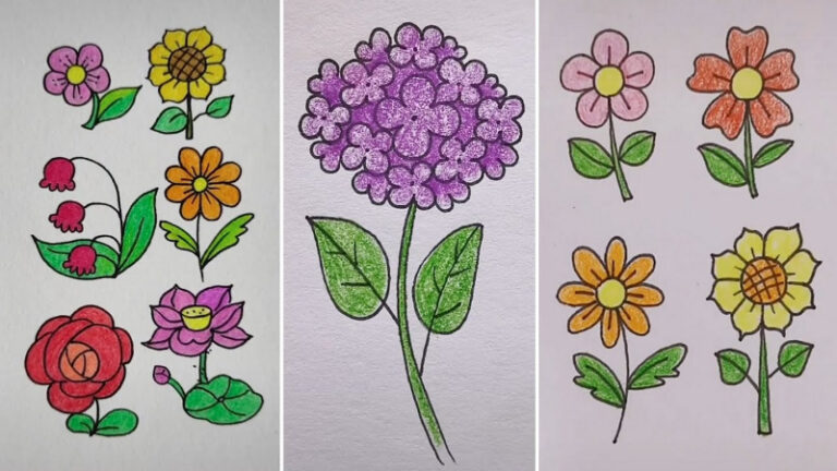 How to Draw Flower Drawing Video Tutorial for Kids With Parents - Kids ...